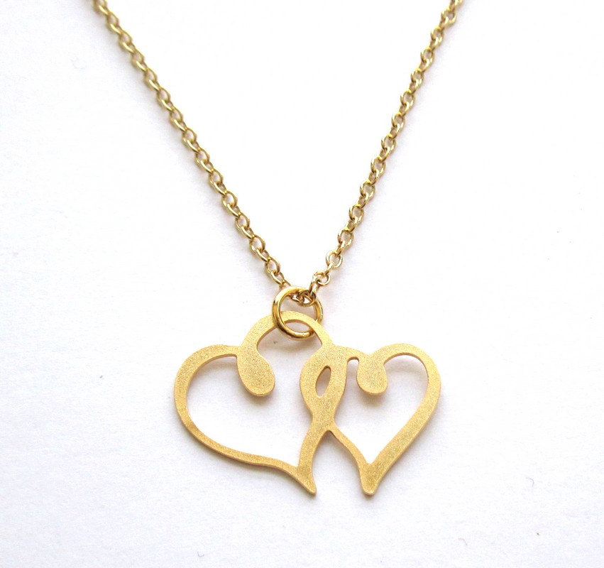 Connected Heart Pendant Necklace - Romantic Jewelry - Romantic Gift ...