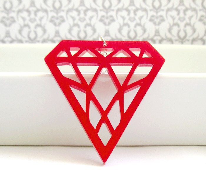 She Is A Diamond - Red Diamond Glaze Necklace - Fun Jewelry ...